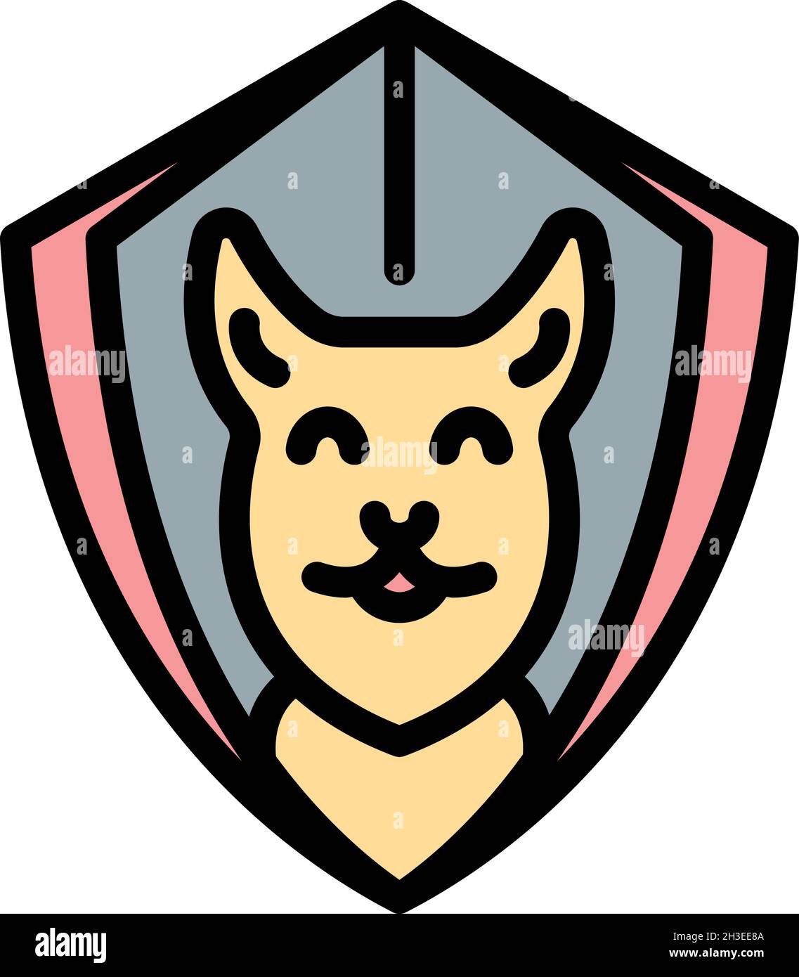 Dog shield protect icon. Outline dog shield protect vector icon color ...