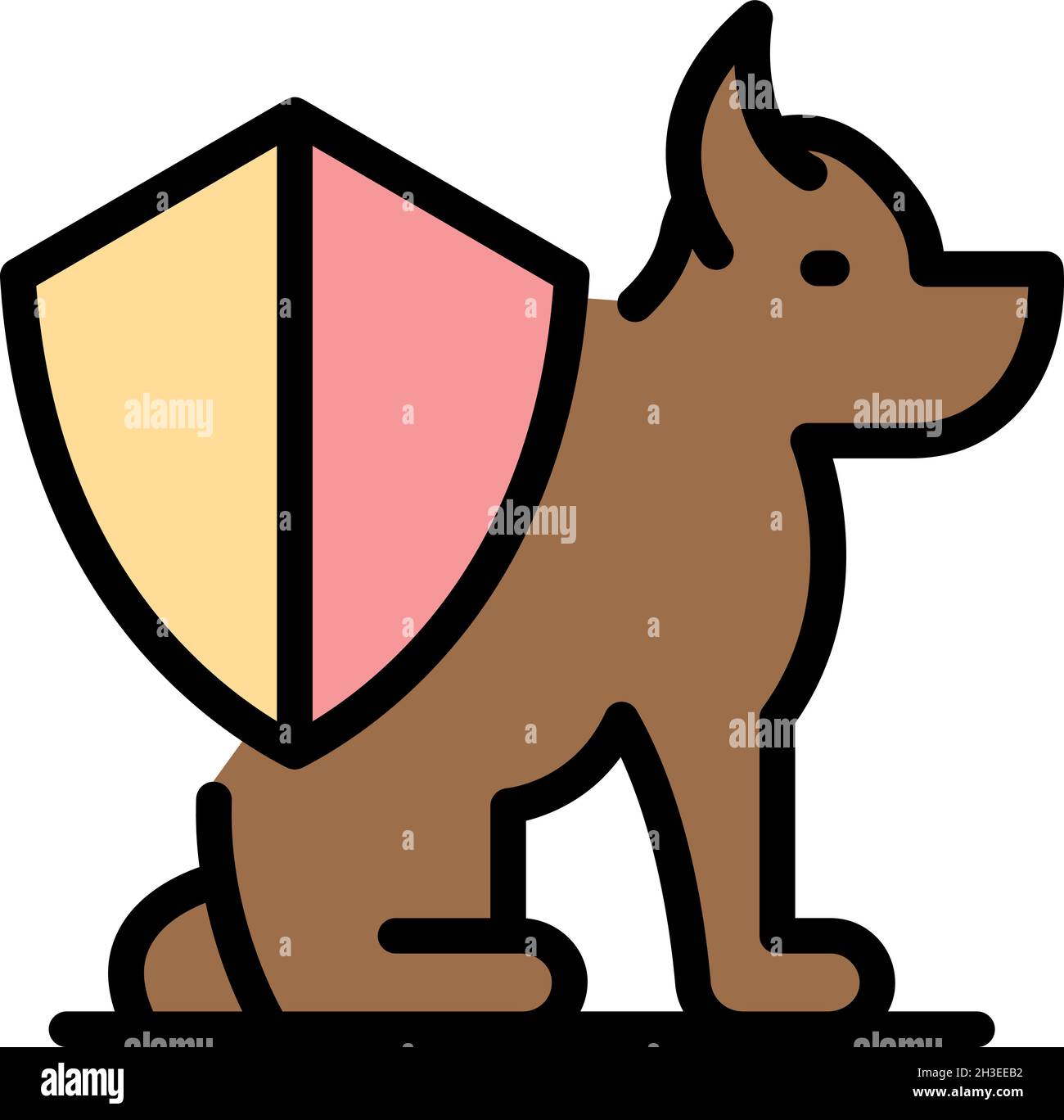 Shield dog protect icon. Outline shield dog protect vector icon color ...