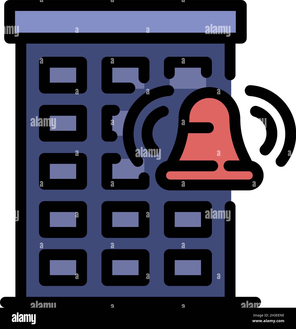 Building guard alarm icon. Outline building guard alarm vector icon ...