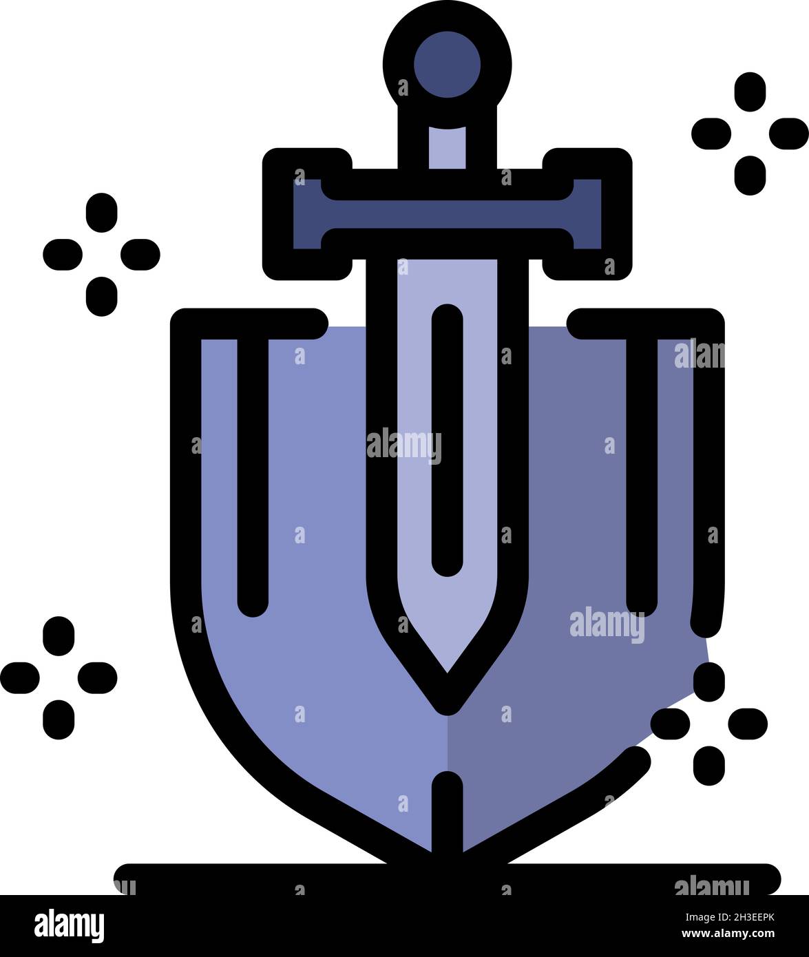 Guard shield sword icon. Outline guard shield sword vector icon color ...