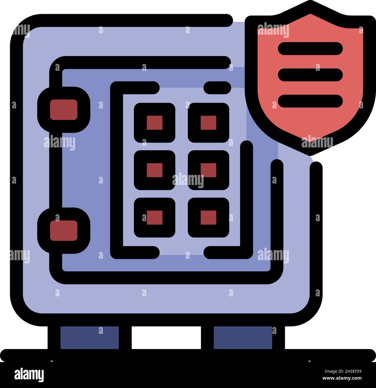 Secured money safe icon. Outline secured money safe vector icon color ...