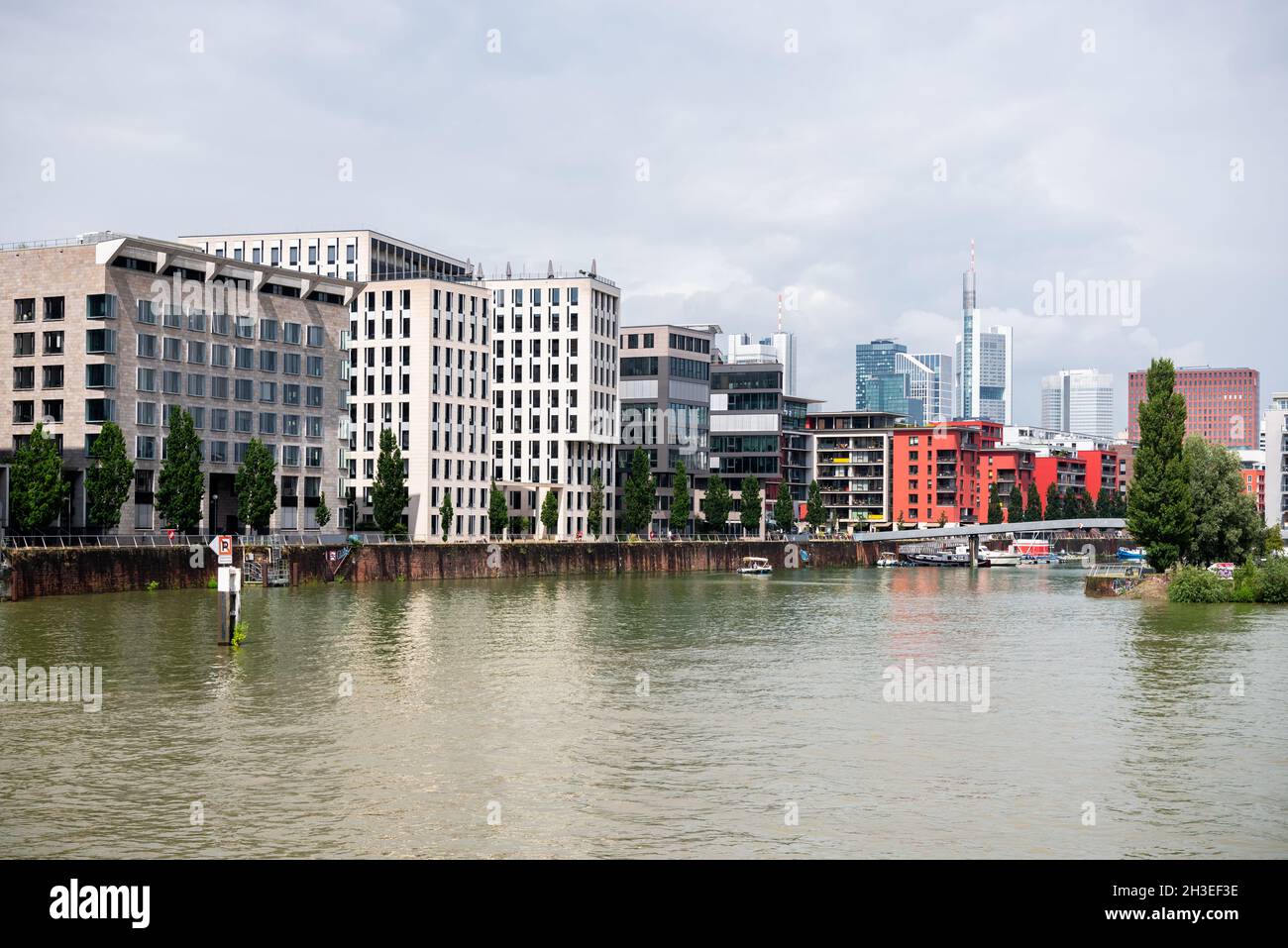Riverside modern architecture in a city centre on a cloudy day Stock ...