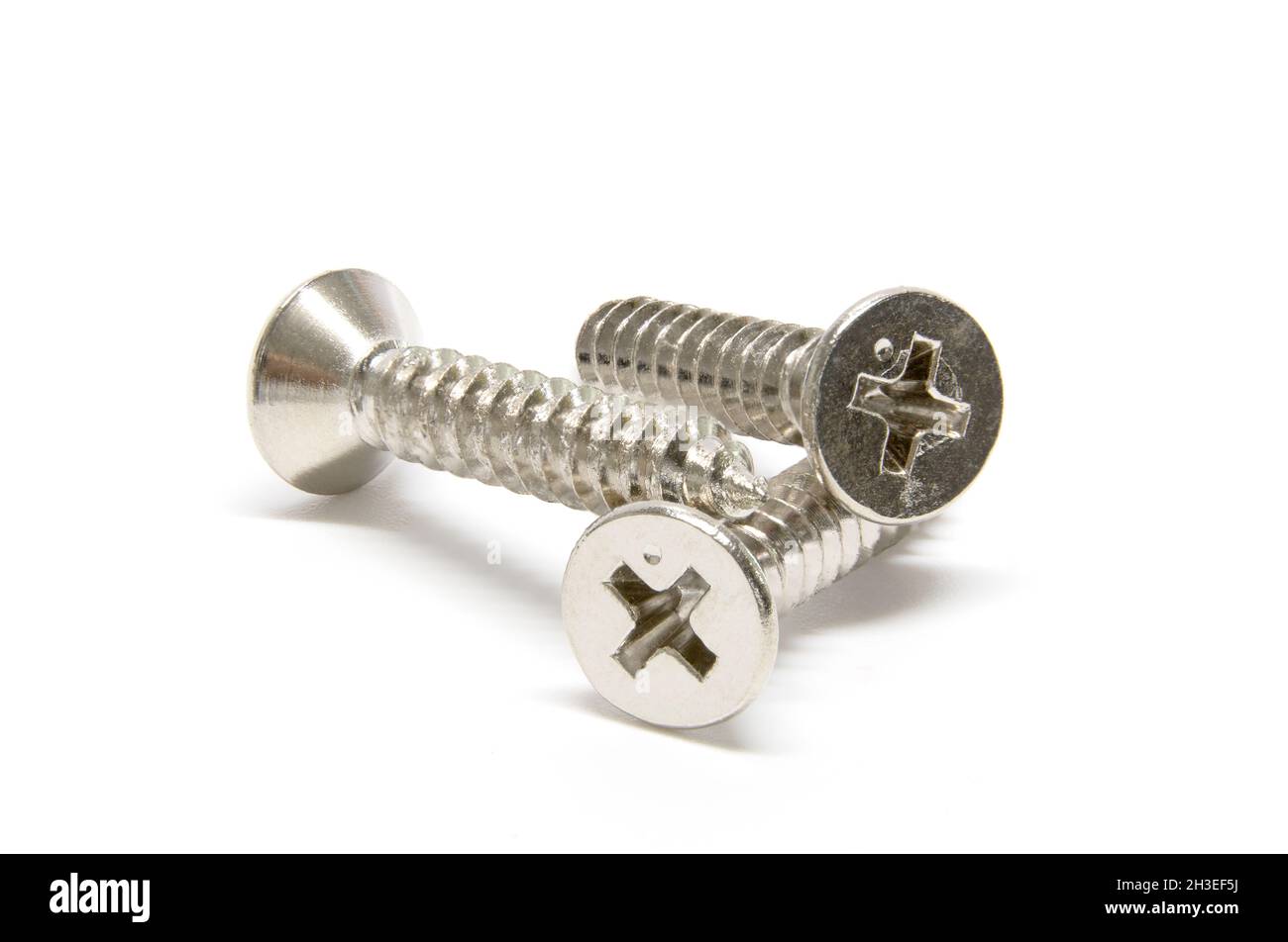 Macro Metal screws photo. isolated on white background Stock Photo - Alamy