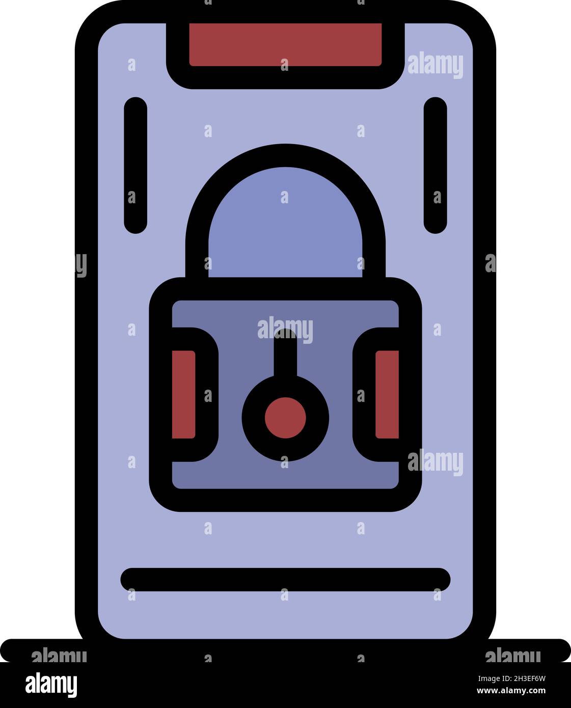 Secured smartphone icon. Outline secured smartphone vector icon color ...
