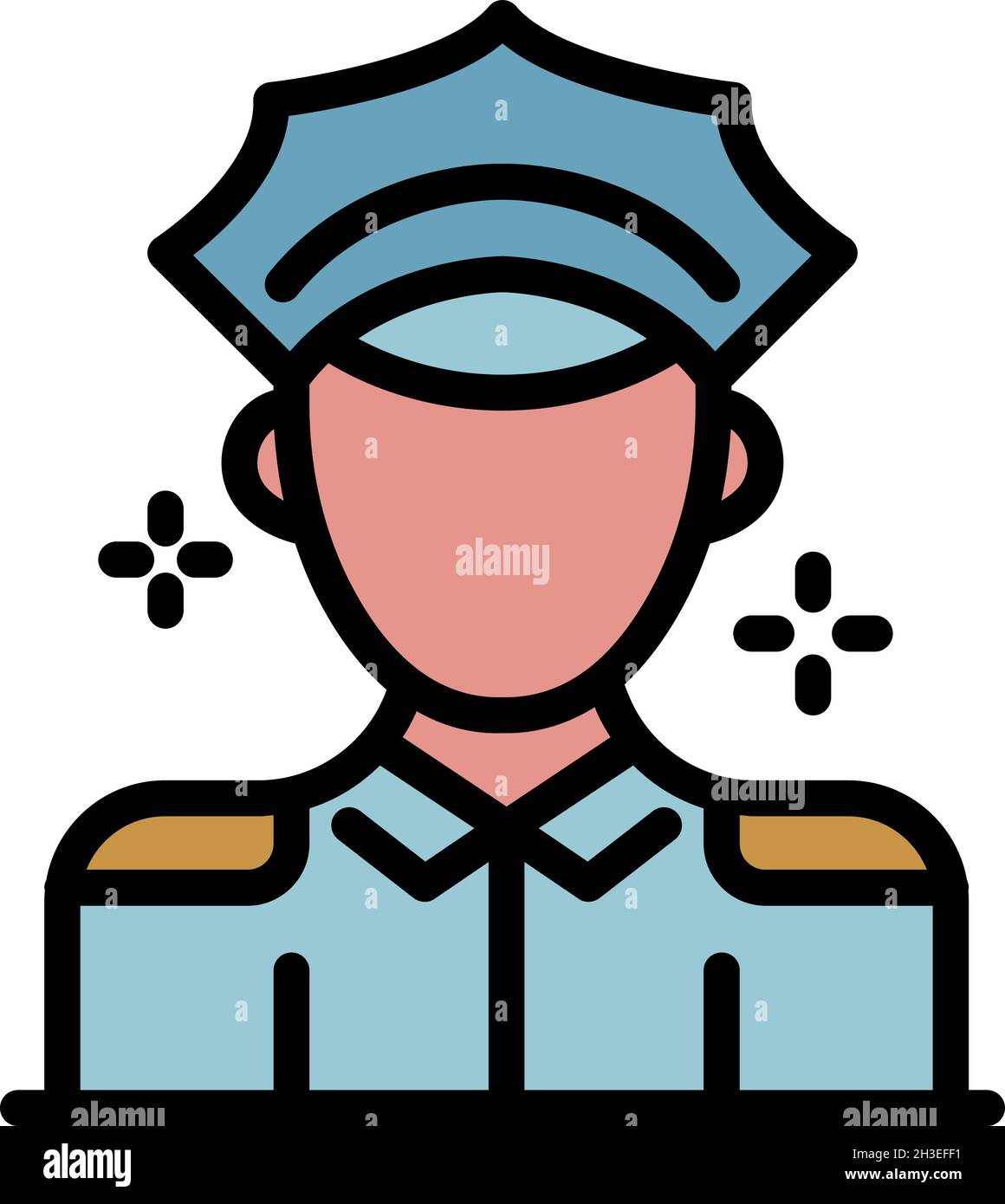 Policeman icon. Outline policeman vector icon color flat isolated Stock ...
