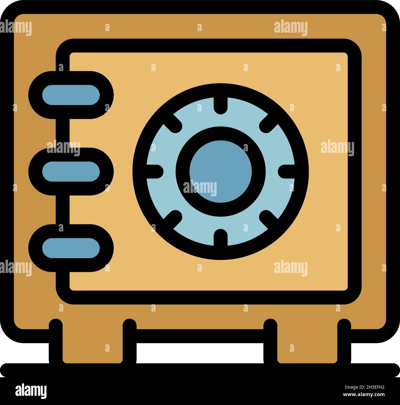 Policeman gun safe icon. Outline policeman gun safe vector icon color ...