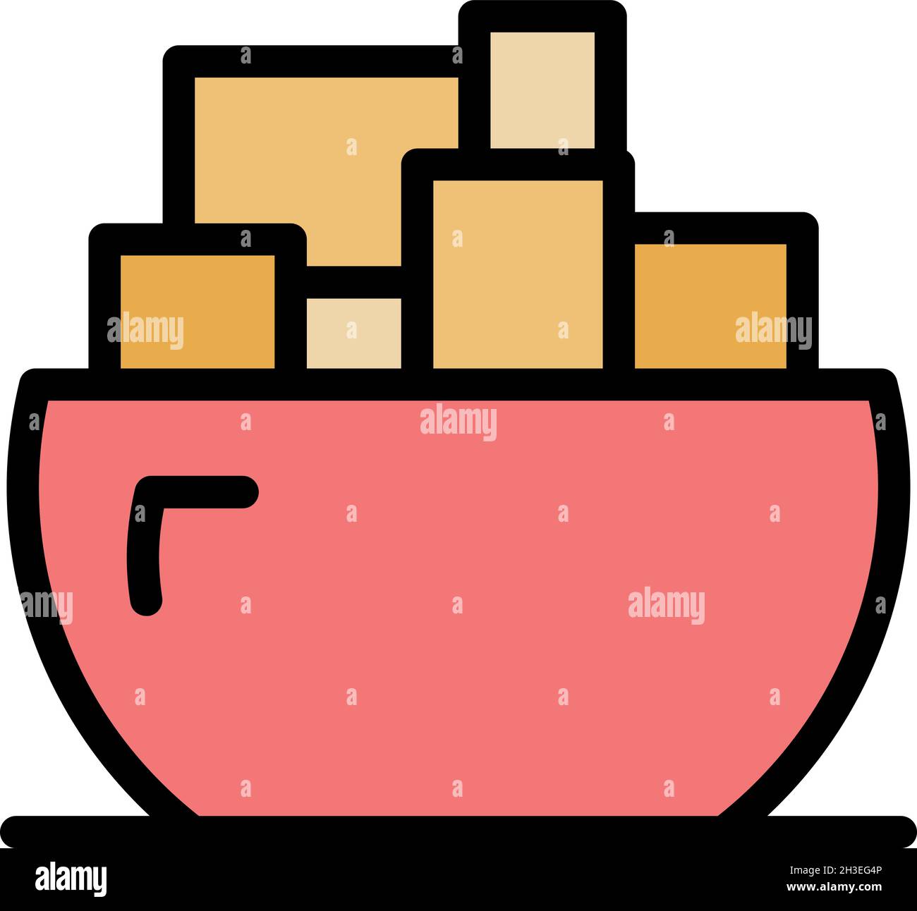 Bowl sugar cubes icon. Outline bowl sugar cubes vector icon color flat ... Bowl sugar cubes icon. Outline bowl sugar cubes vector icon color flat ...