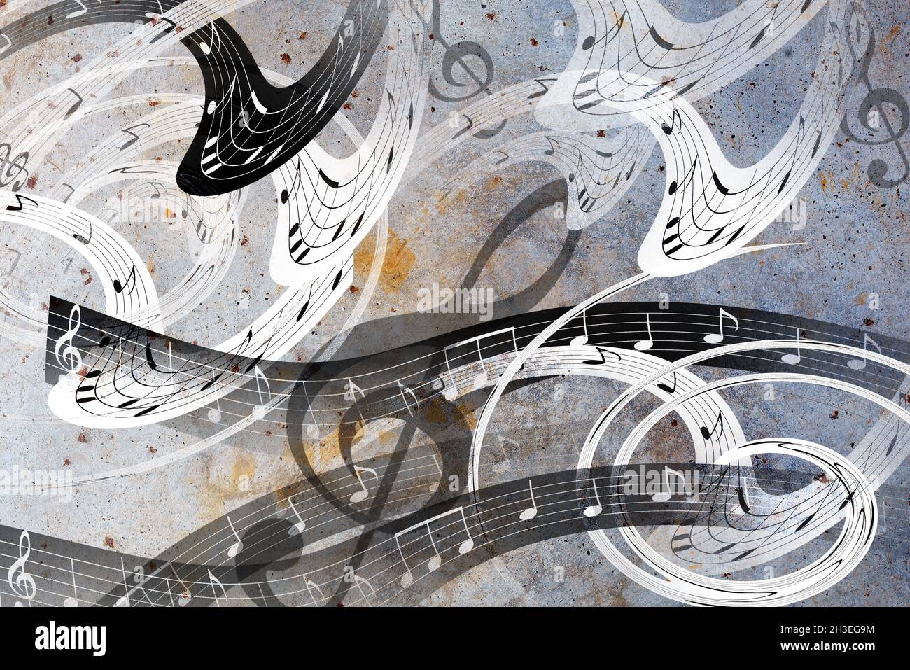 beautiful abstract colorful collage with music notes Stock Photo - Alamy