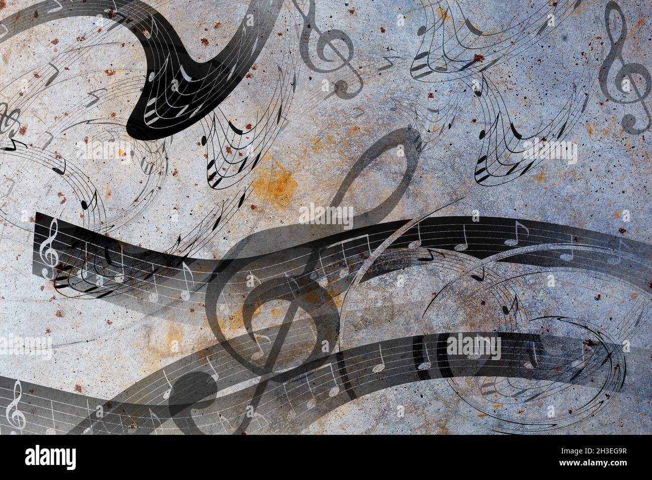 beautiful abstract colorful collage with music notes Stock Photo - Alamy