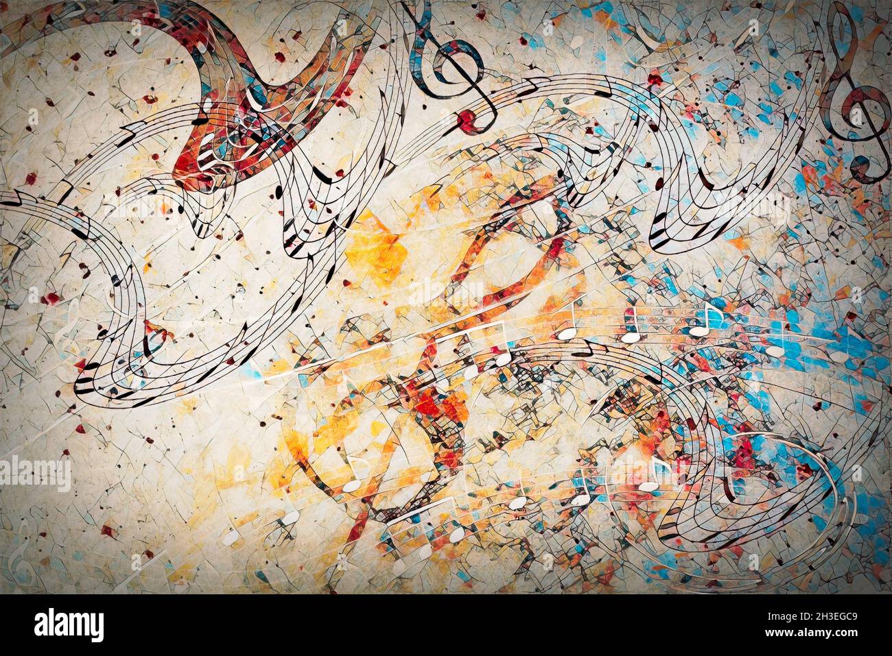 beautiful abstract colorful collage with music notes Stock Photo - Alamy