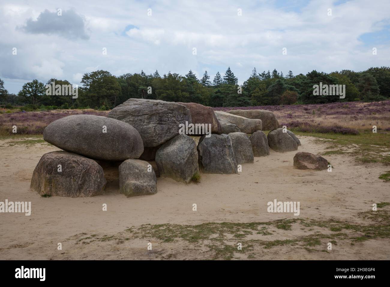 Old stone grave like a big dolmen in Drenthe Holland Stock Photo - Alamy