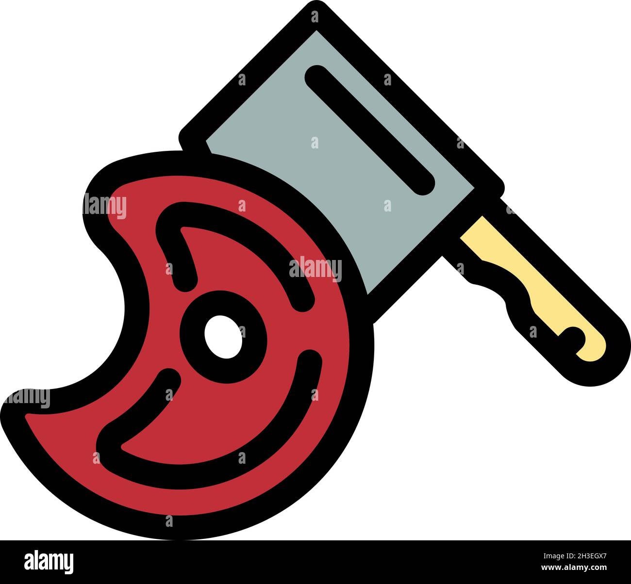 Meat slice knife icon. Outline meat slice knife vector icon color flat ...