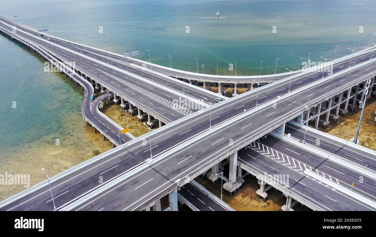 Aerial view of Bali Mandara toll road by drone shot Stock Photo - Alamy