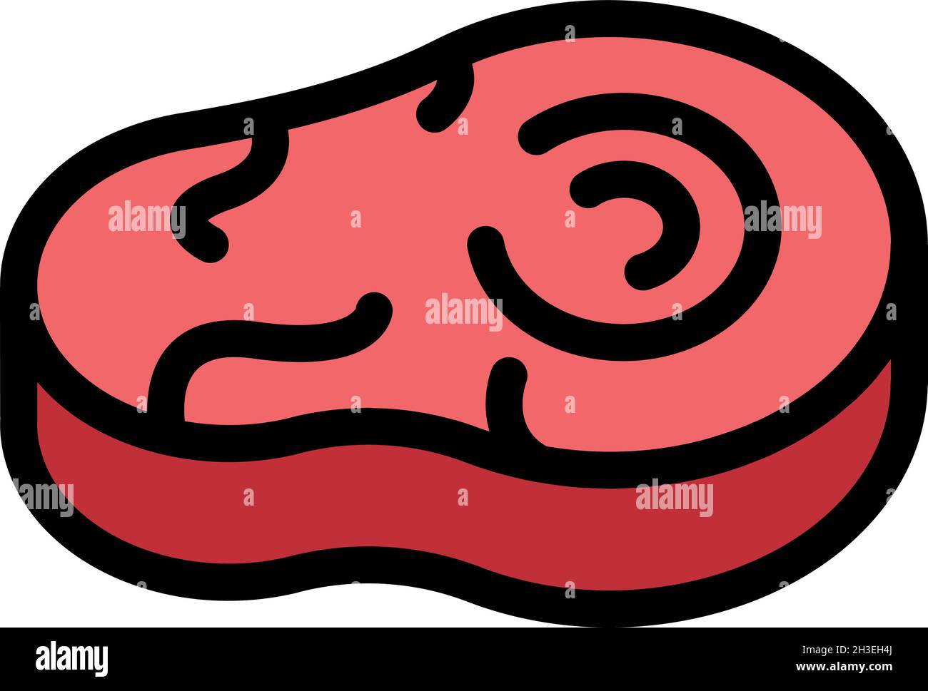 Raw steak icon. Outline raw steak vector icon color flat isolated Stock ...