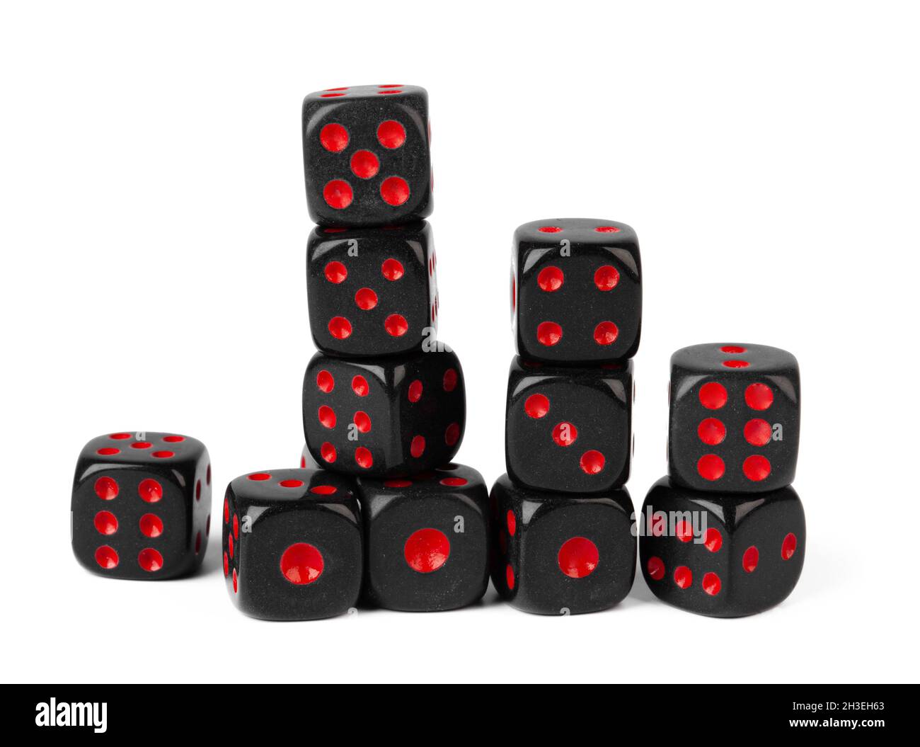 Stacked play dice isolated on white background Stock Photo - Alamy