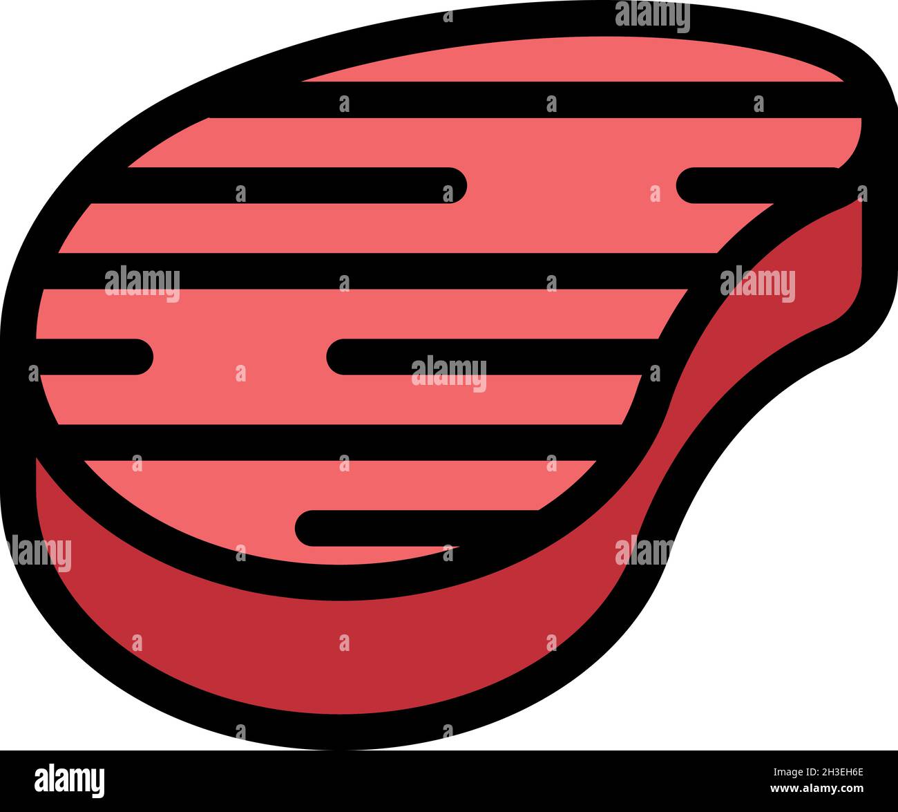 Cooked steak icon. Outline cooked steak vector icon color flat isolated ...