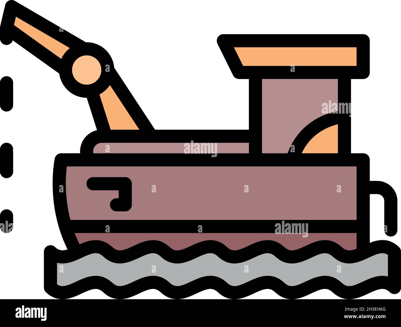 Floating fish farm icon. Outline floating fish farm vector icon color ...