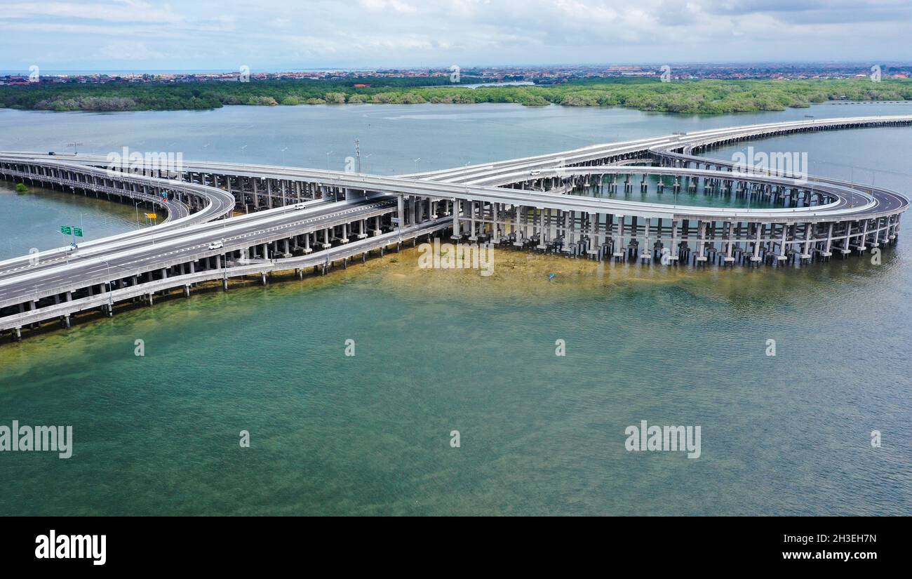 Aerial view of Bali Mandara toll road by drone shot Stock Photo - Alamy