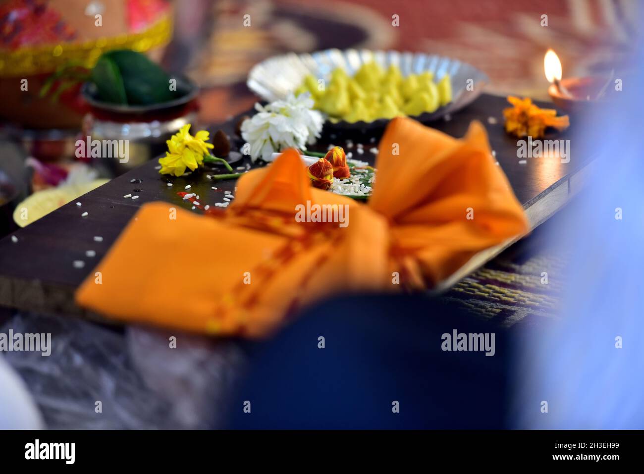 Indian priest made lord Ganesh from flour mixed with turmeric ghee ...