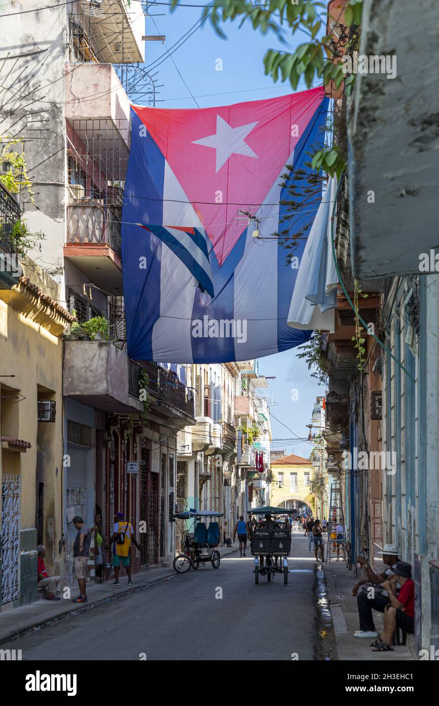 HABANA, CUBA - Oct 05, 2021: The Acosta street of old Havana the Cuban ...