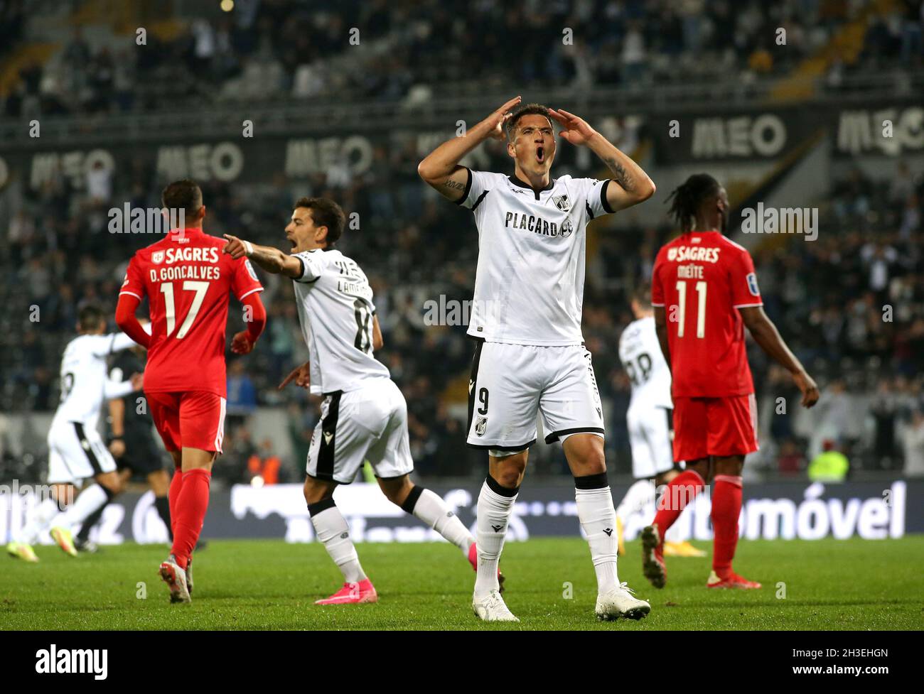 GUIMARAES, PORTUGAL - OCTOBER 27: Bruno Duarte of Vitoria Sc reacts ...