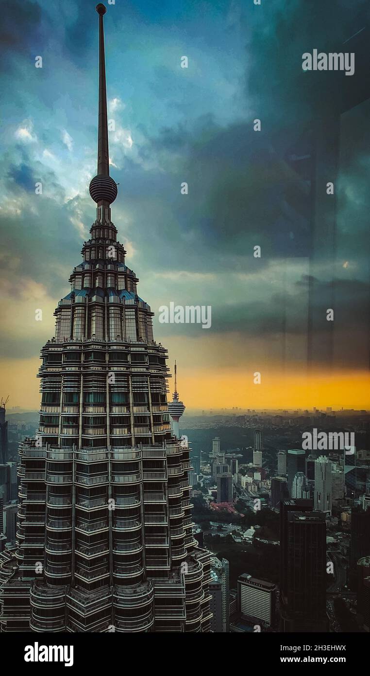 KUALALAMPUR, MALAYSIA - Apr 09, 2020: The top floor of Petronas twin ...
