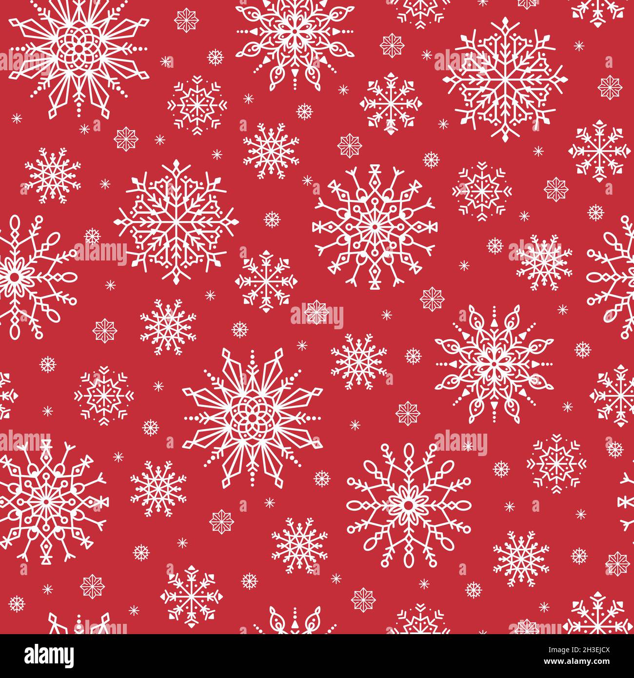 Christmas vector pattern with white snowflakes on red background Stock ...