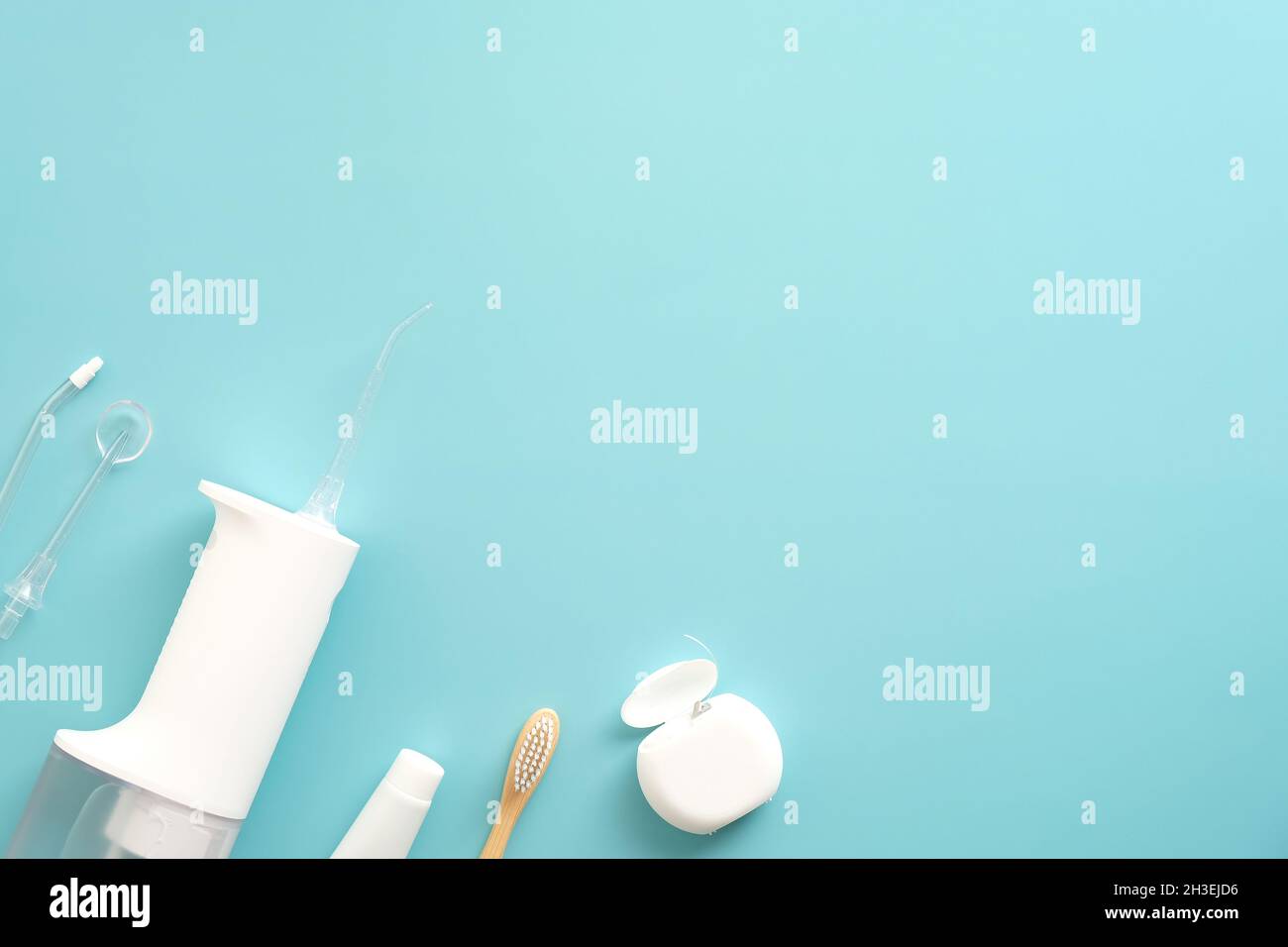 Dental professional oral irrigator, toothbrush, flosser, toothpaste on ...