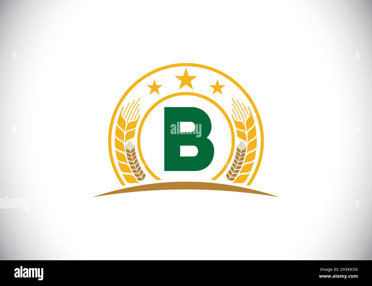 Initial B monogram alphabet symbol design incorporated with Wheat ...