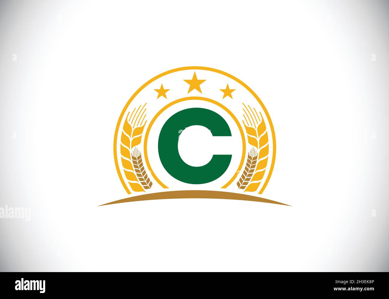 Initial C monogram alphabet symbol design incorporated with Wheat ...