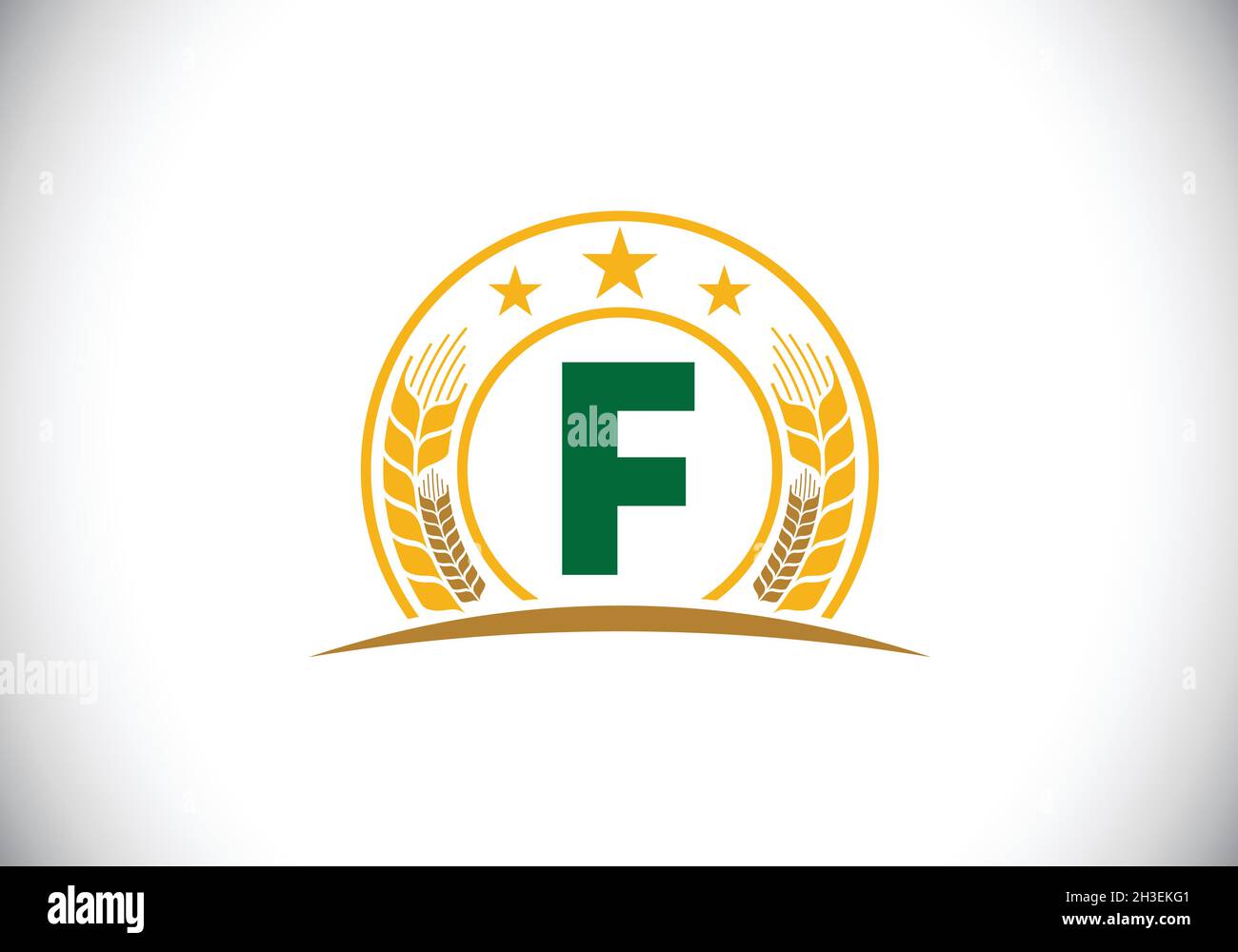 Initial F monogram alphabet symbol design incorporated with Wheat ...