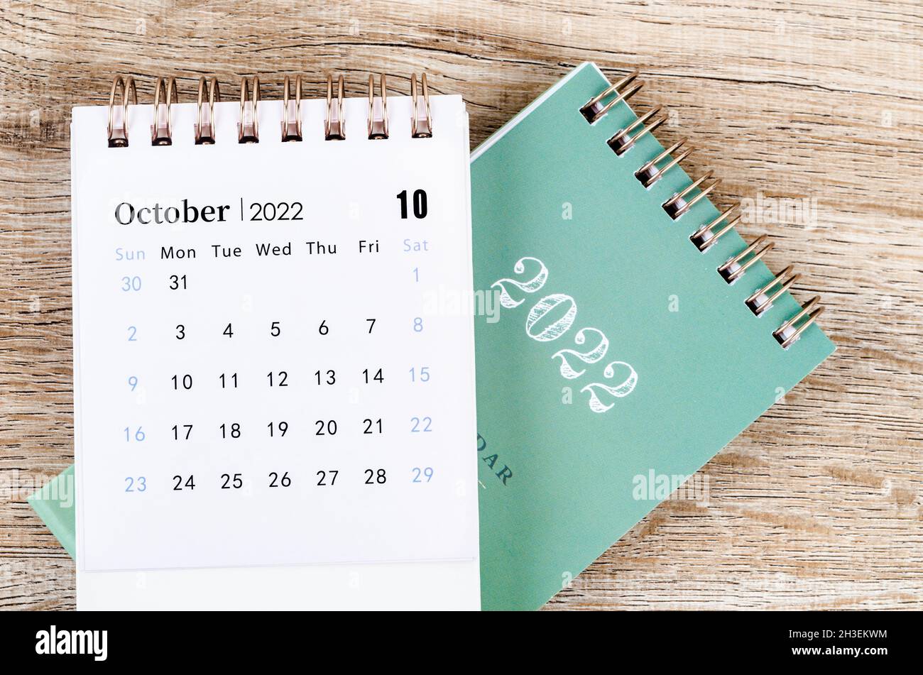The October calendar 2022 on wooden background Stock Photo - Alamy