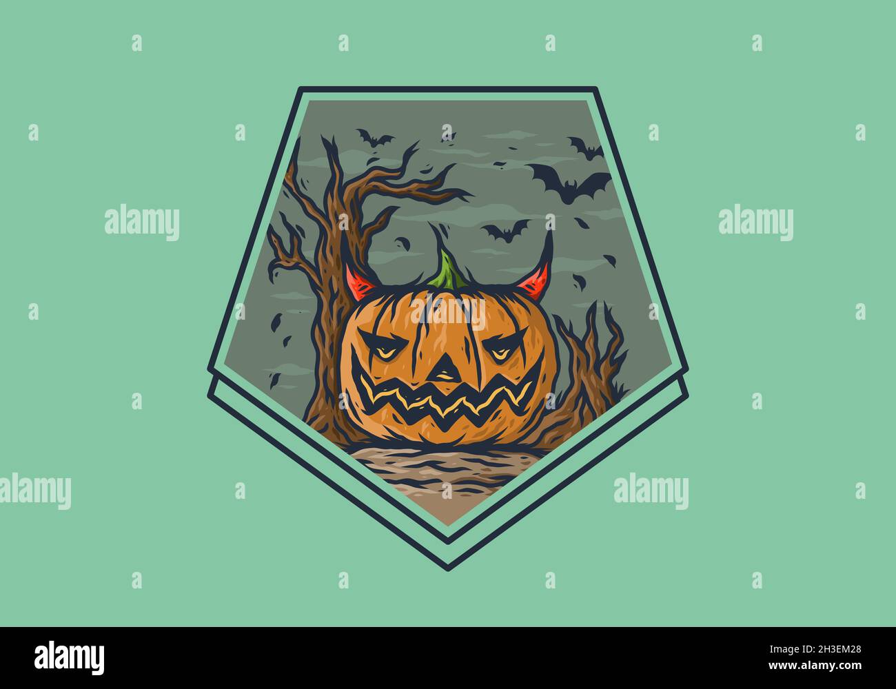 Pumpkin halloween head illustration drawing design Stock Vector Image ...