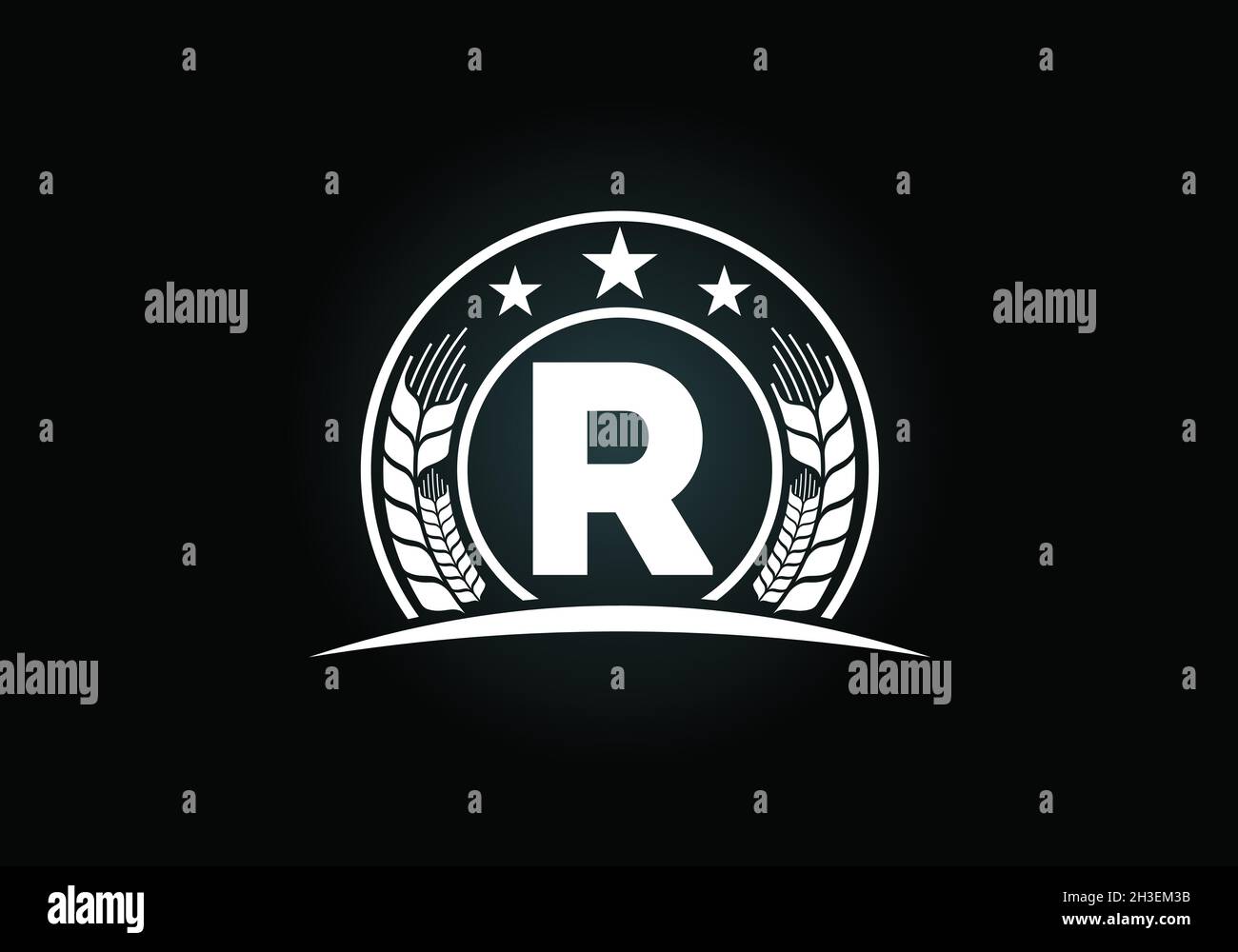 Initial R monogram alphabet symbol design incorporated with Wheat ...