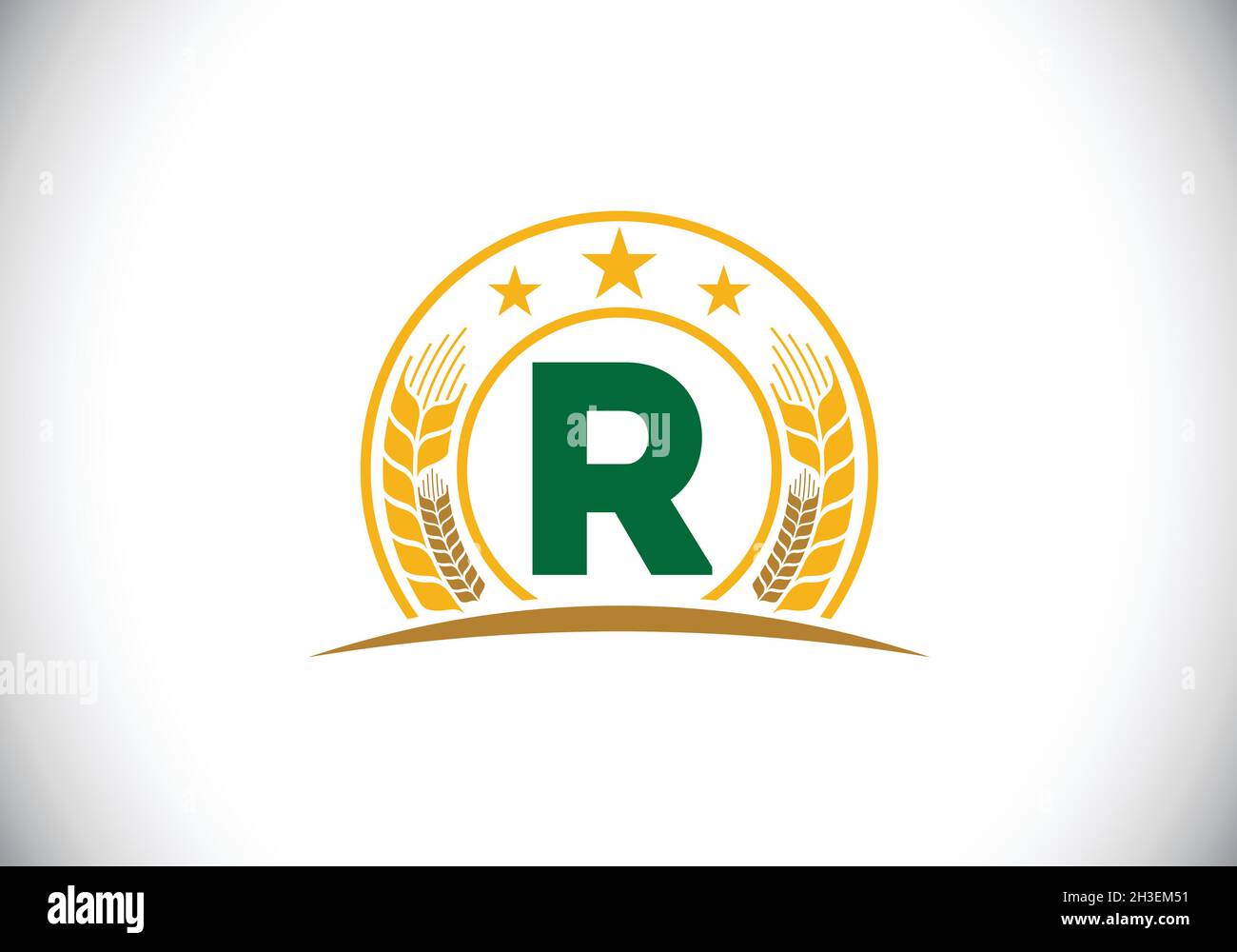 Initial R monogram alphabet symbol design incorporated with Wheat ...