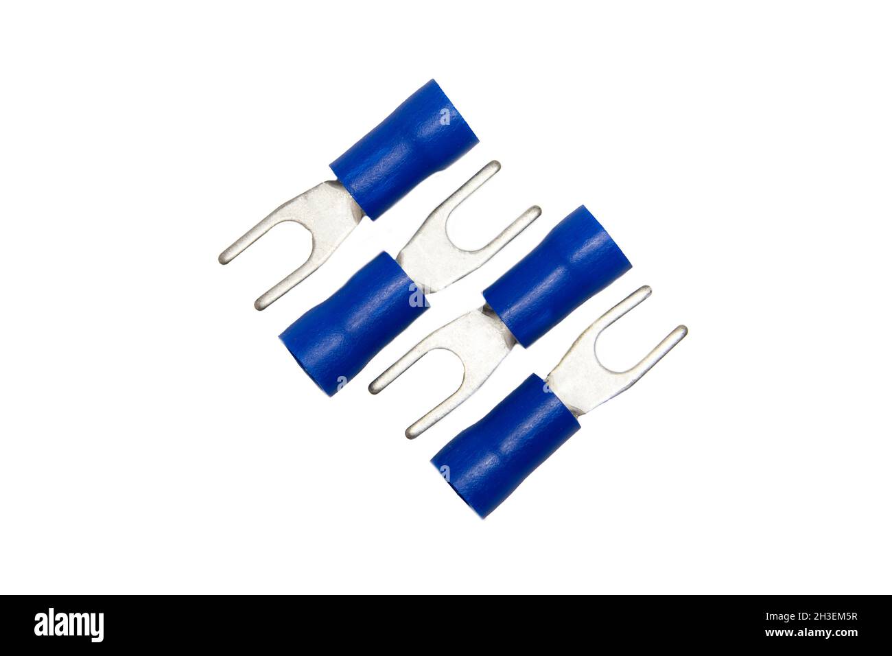 Insulated Crimp Spade Connector. macro photo. Isolated on white ...