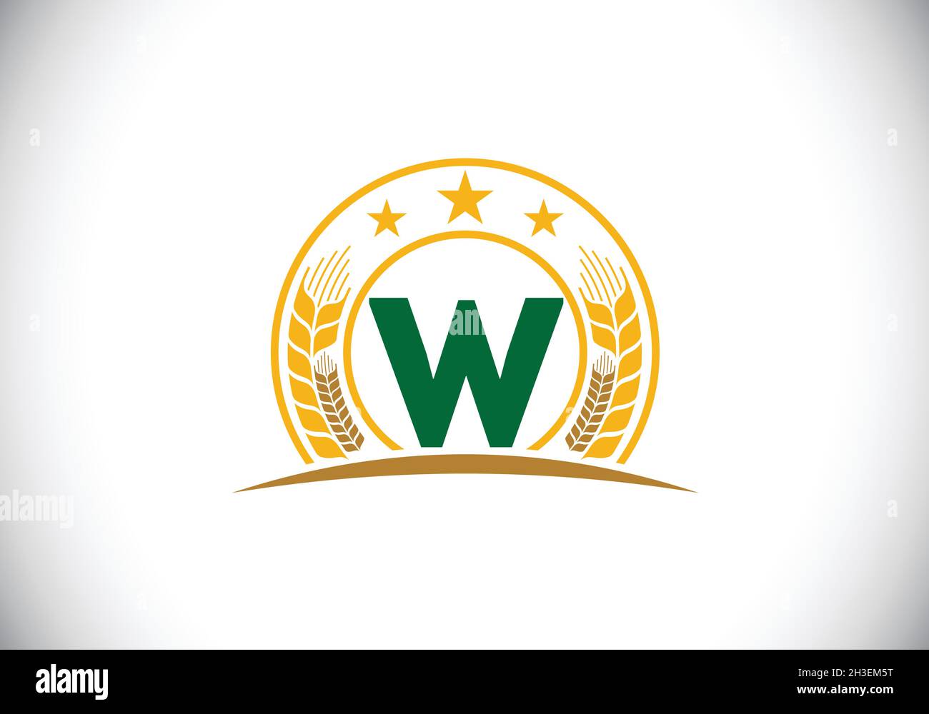 Initial W monogram alphabet symbol design incorporated with Wheat ...
