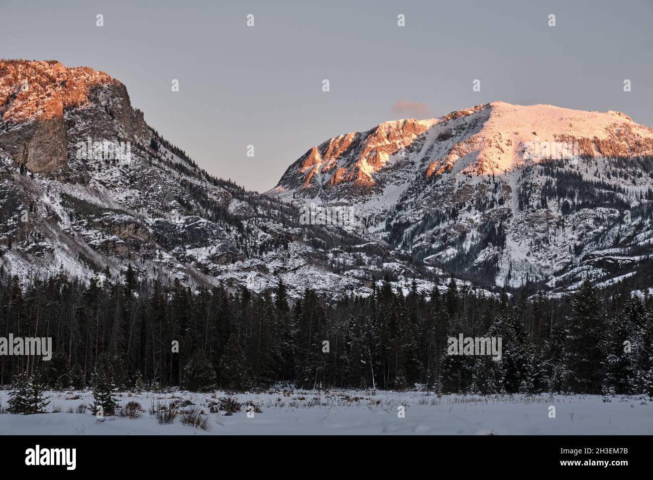 Mesmerizing view of beautiful snow-capped mountains Stock Photo - Alamy