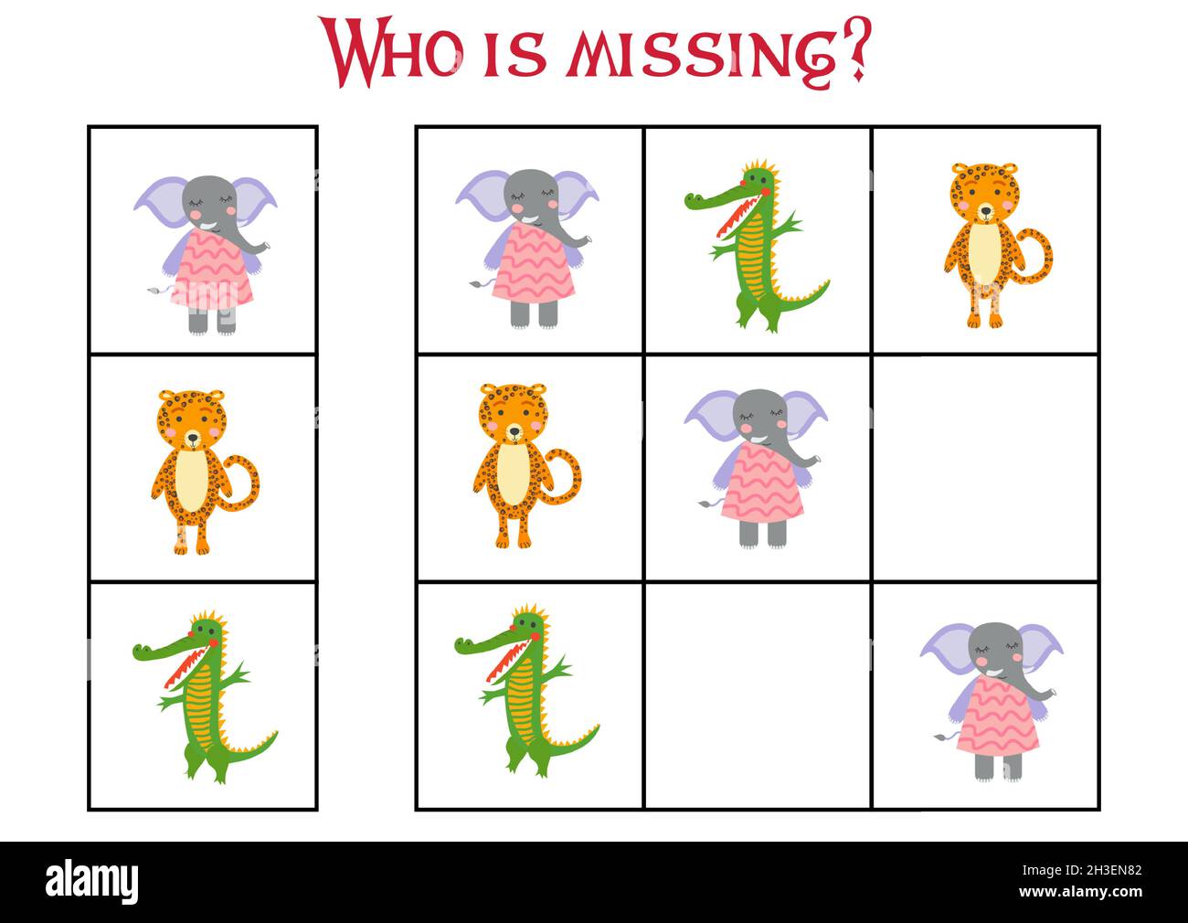 Children's game Find who is missing. Sudoku for kids. Children's ...