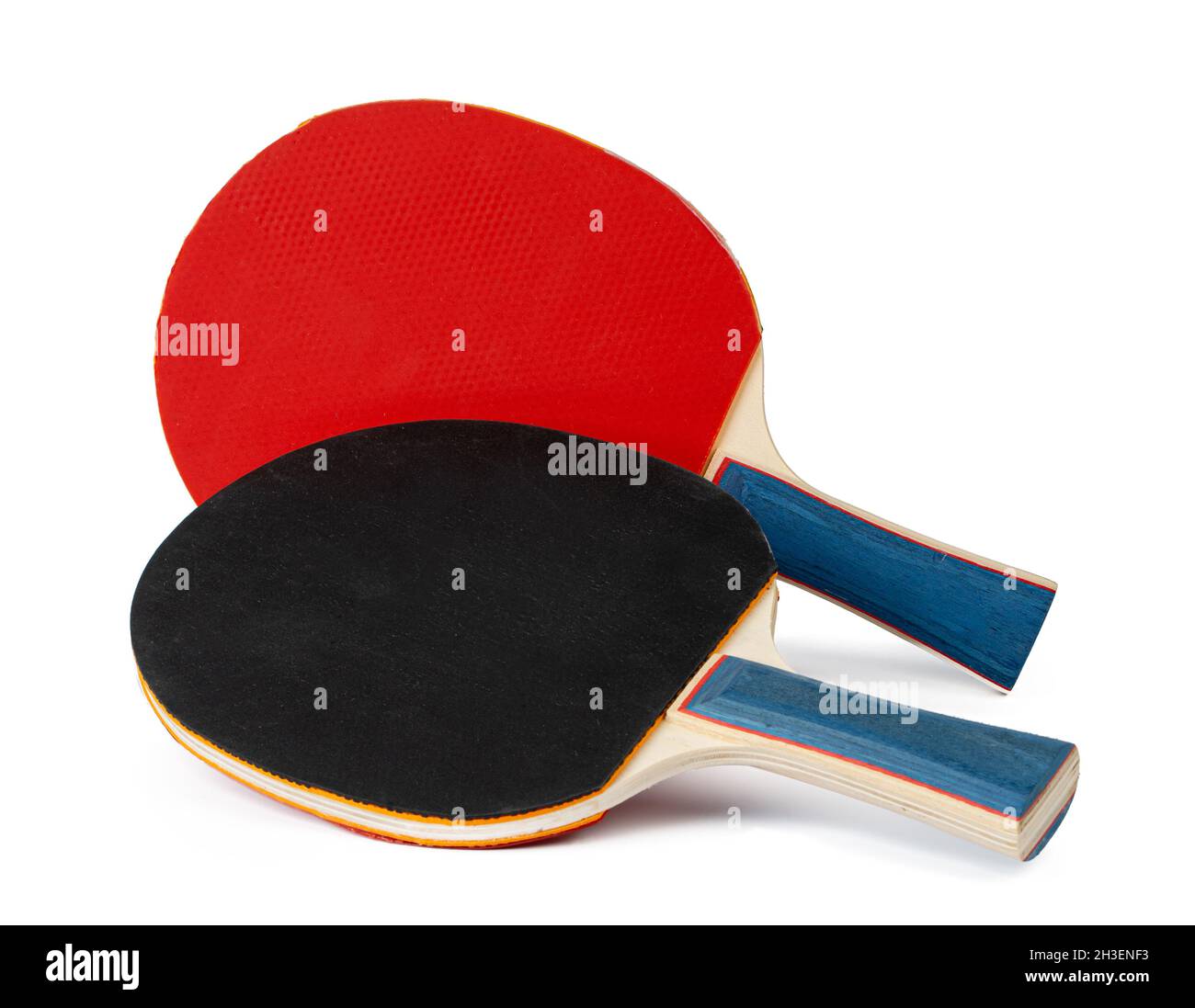 Two ping pong rackets isolated on white background Stock Photo - Alamy