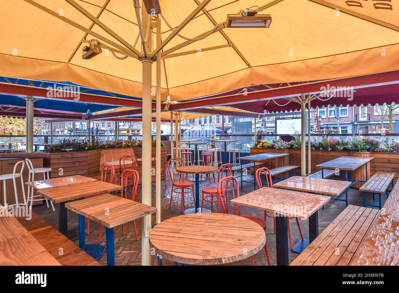 Nice view of a street cafe facade Stock Photo - Alamy