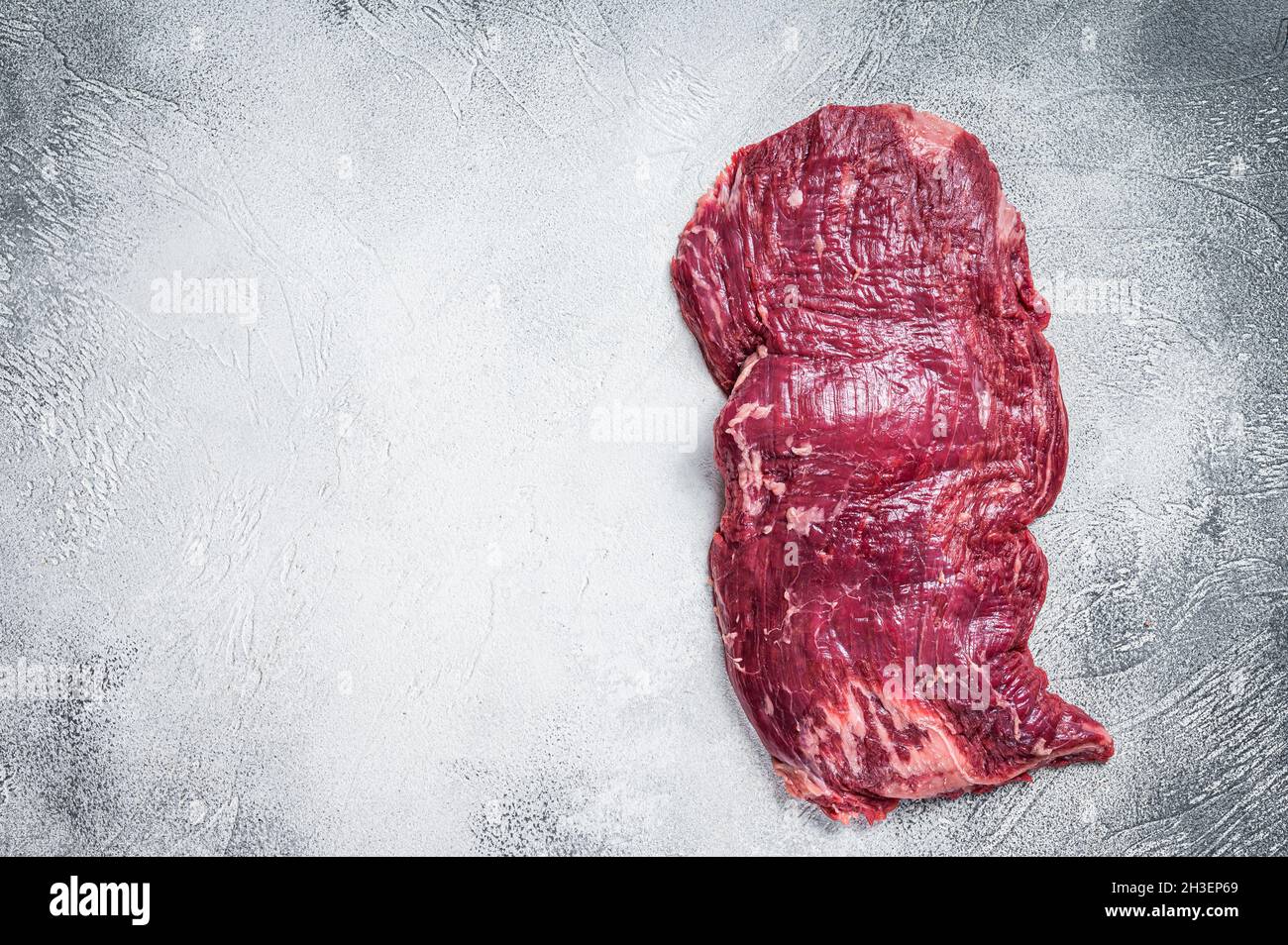 Raw Organic Flank bavette or flap beef steak. White background. Top ...