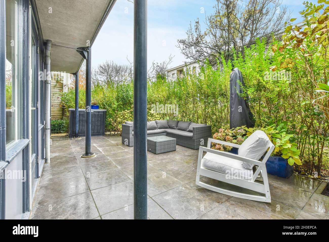 View of the beautiful veranda of the house Stock Photo - Alamy