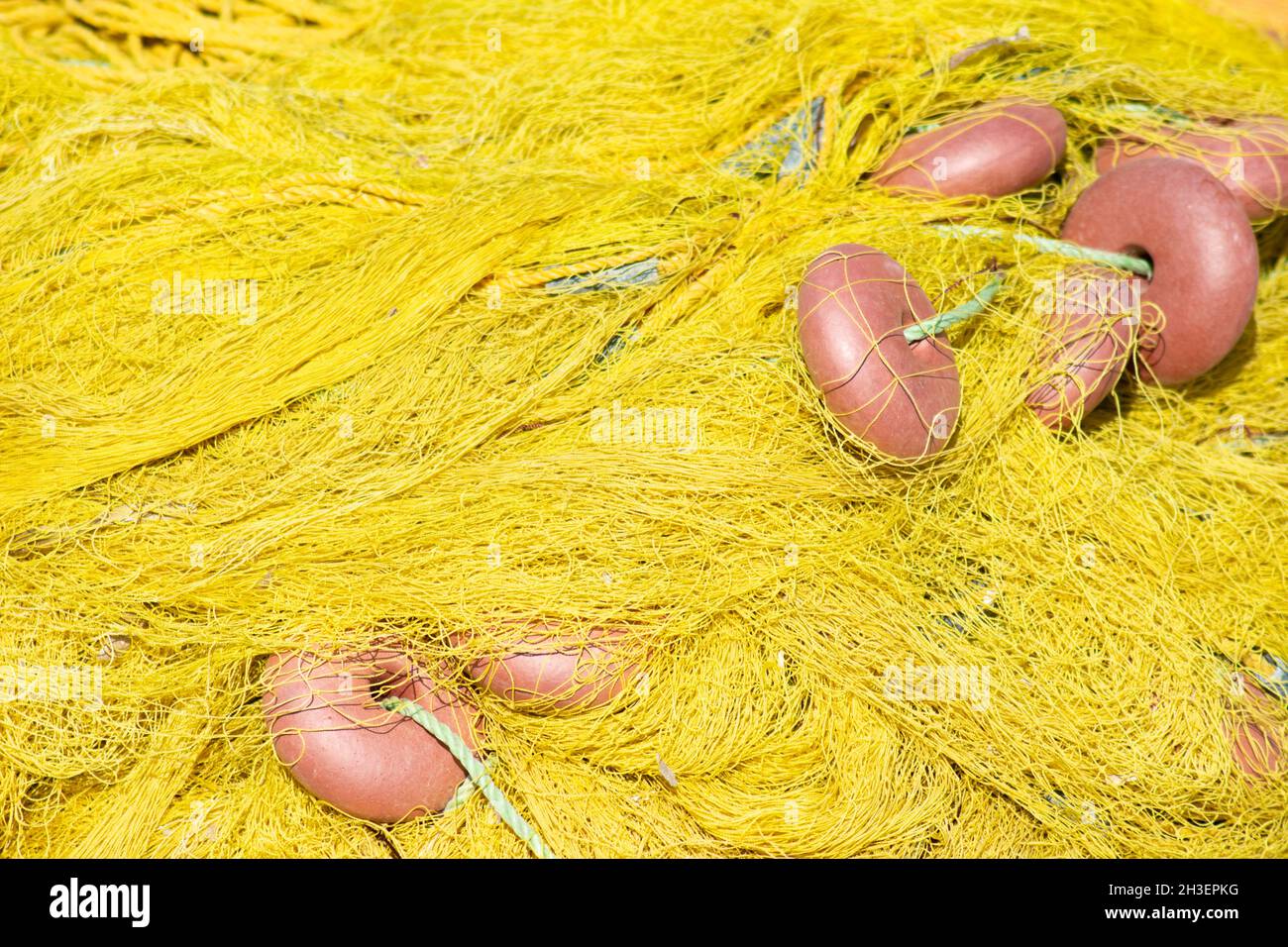 Close up view of fish netting for a small Greek fishing boat Stock ...