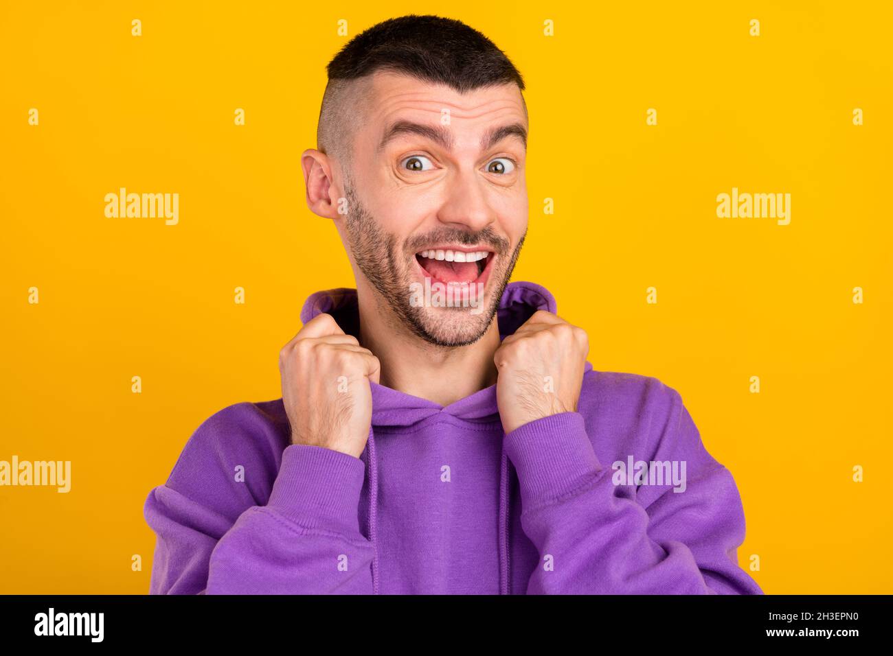 Portrait of attractive cheerful funny guy having fun good mood isolated ...