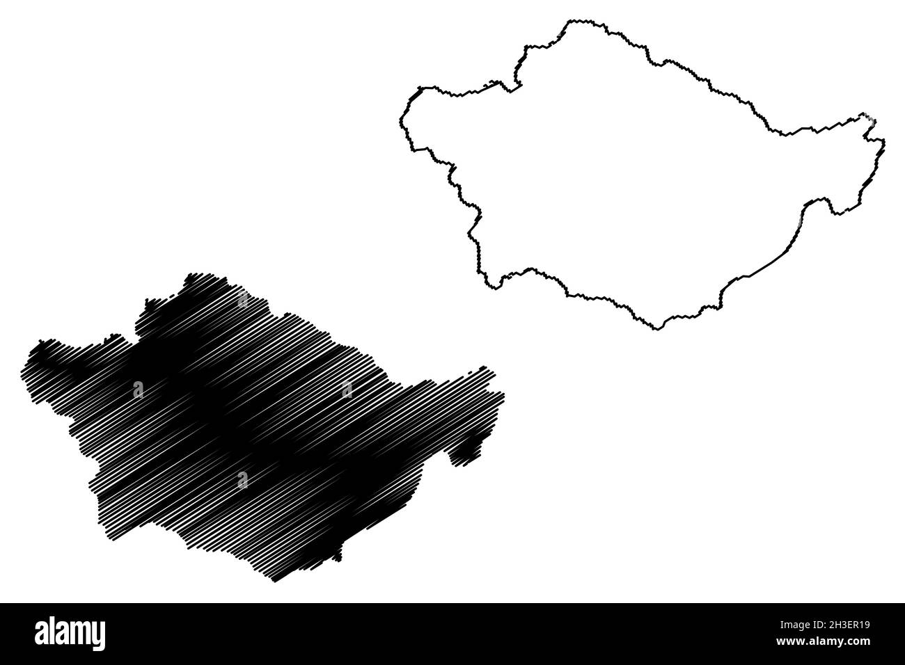 Peddapalli district (Telangana State, Republic of India) map vector ...