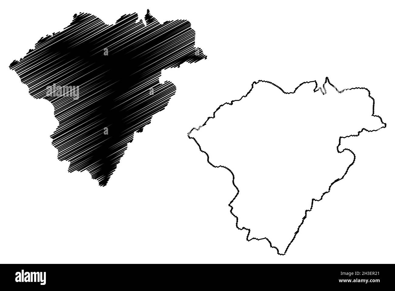 Peren district (Nagaland State, Republic of India) map vector ...