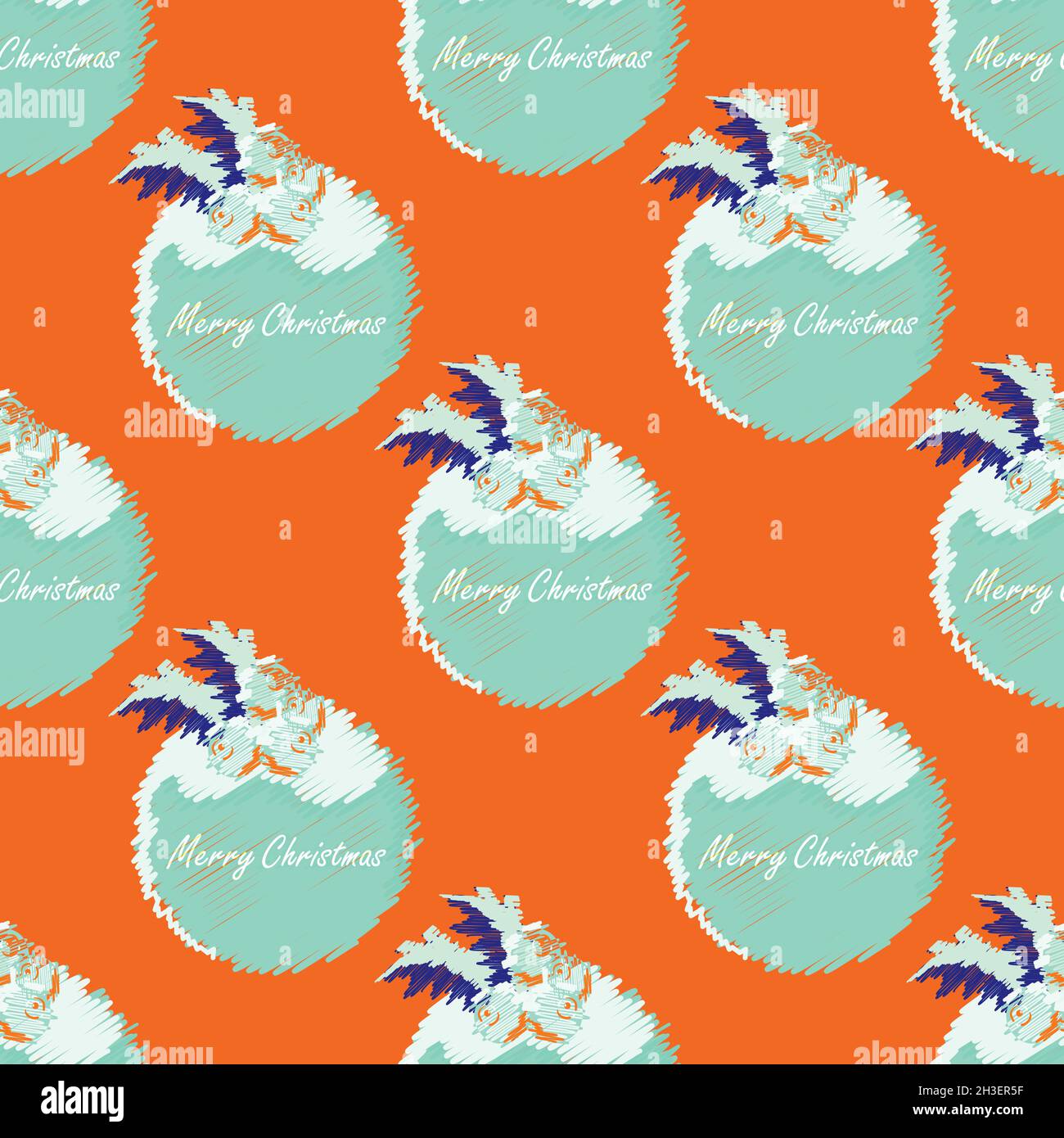 Neon scribble style Christmas Pudding seamless vector pattern ...
