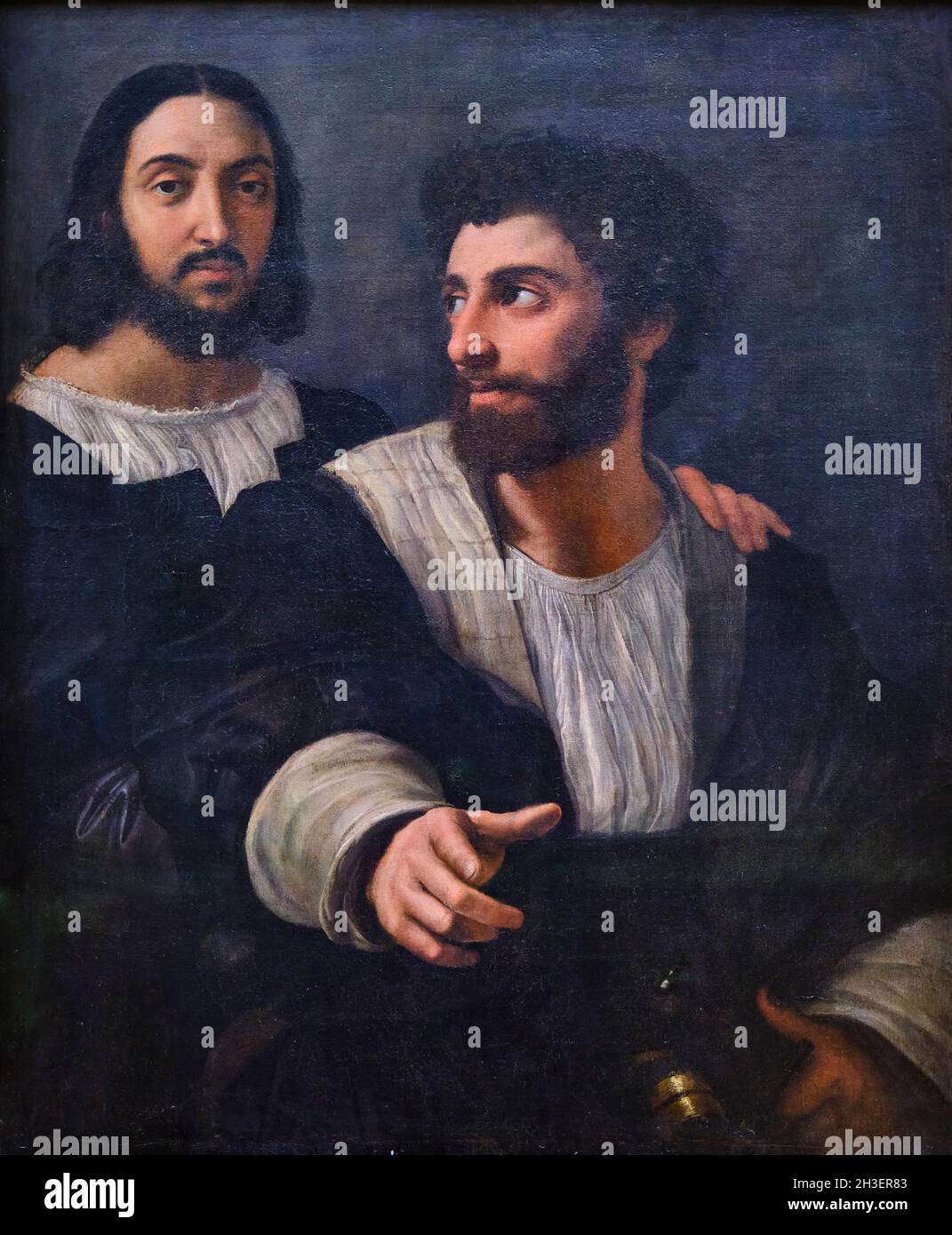 France, Paris, Louvre museum, Self-Portrait with a Friend, Raphael ...