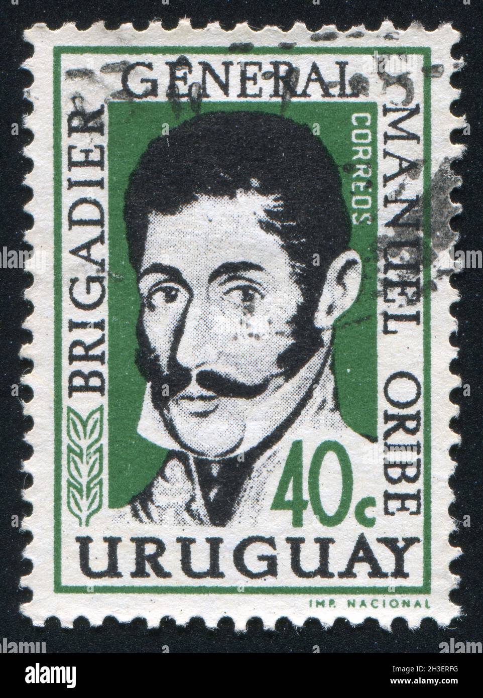 URUGUAY - CIRCA 1961: stamp printed by Uruguay, shows Manuel Oribe ...